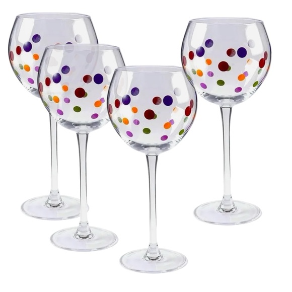 Pampered Chef | Dining | Set Of 4 New Pampered Chef Polka Dot Long Stem ...